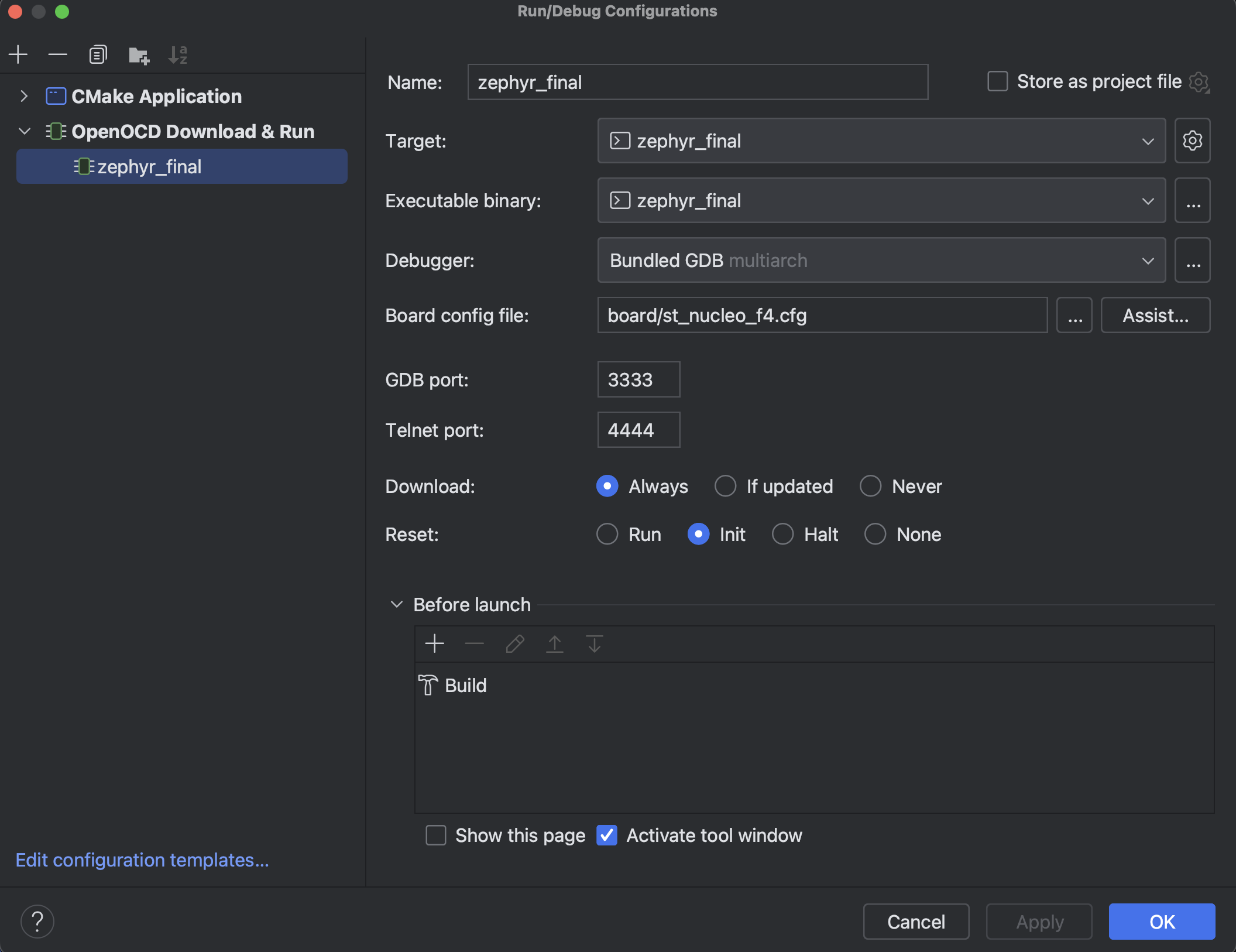 zephyr with CLion on MacOS