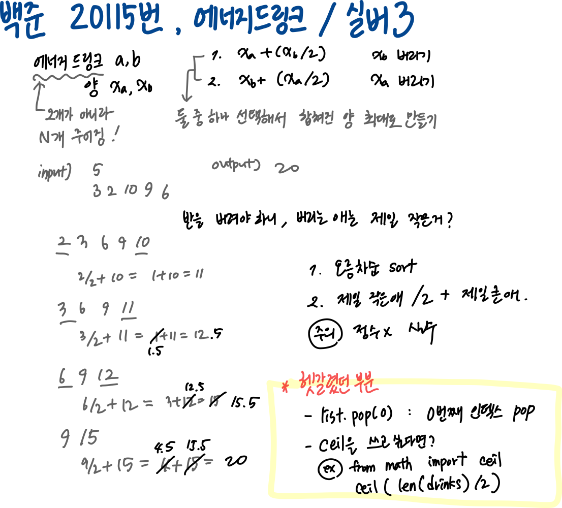 [백준] 20115번 에너지 드링크 - python (실버3)