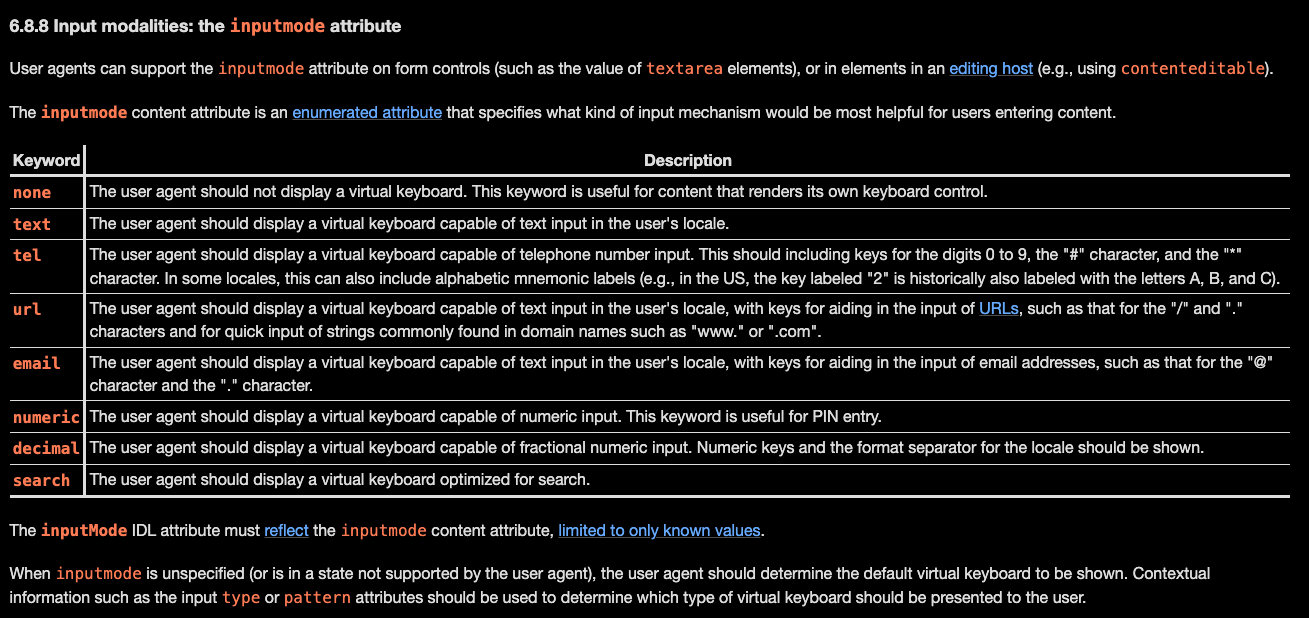 웹뷰, 모바일 UI input inputmode 정리