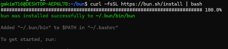 Window에서 bun 실행하기