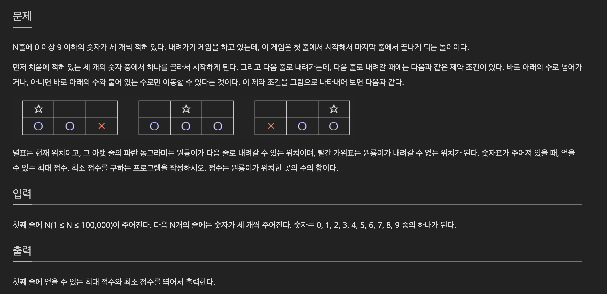 [BOJ] 2096 - 내려가기 (Java)