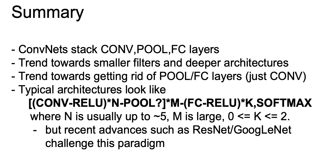 [cs231n] Lecture 5 : Convolutional Neural Networks
