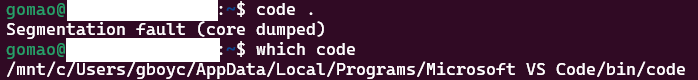 [wsl] Ubuntu에서 VSCode 사용 중 Segmentation fault (core dumped)