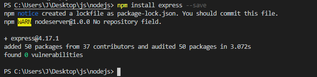 NodeJs + Express 로 웹서버 구축하기