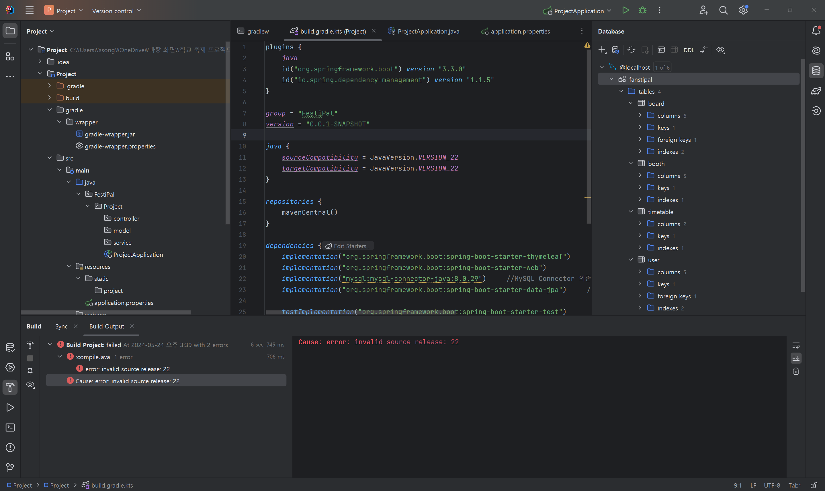 Cause: error: invalid source release: 22