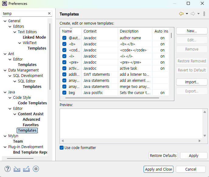 java dbupdate, dbselect