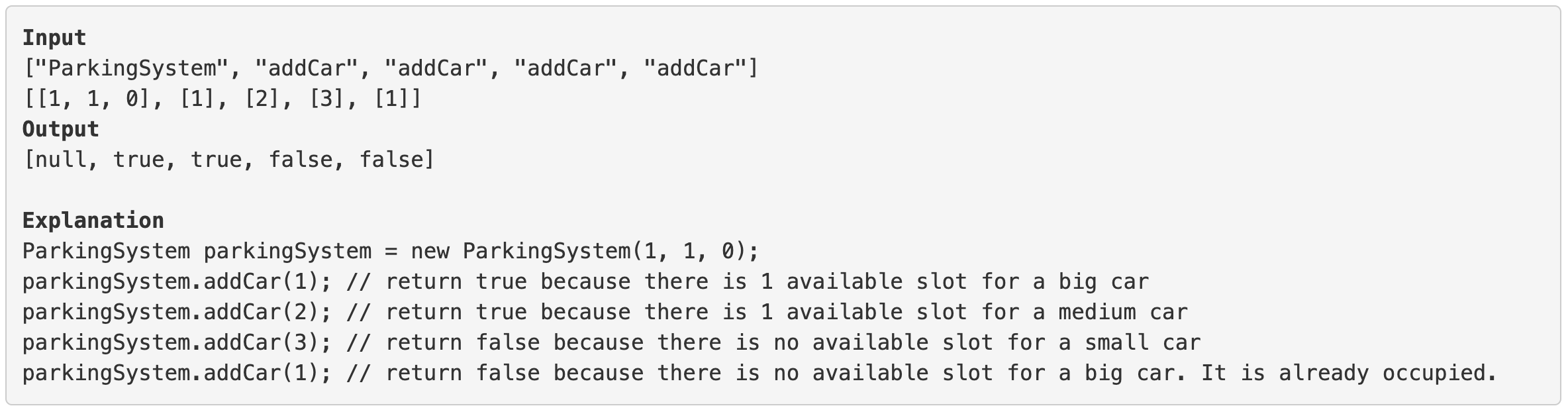 [Algorithm/JavaScript] Design Parking System