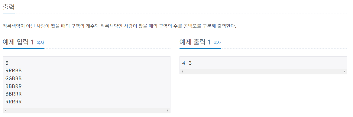 [백준] Gold.5 10026. 적록 색약