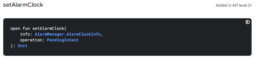 안드로이드의 setAlarmClock과 알람 생성 방식