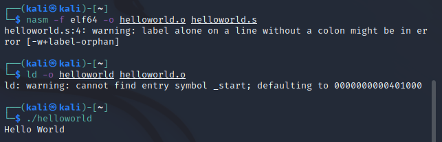 어셈블리어로 Hello World 출력하기