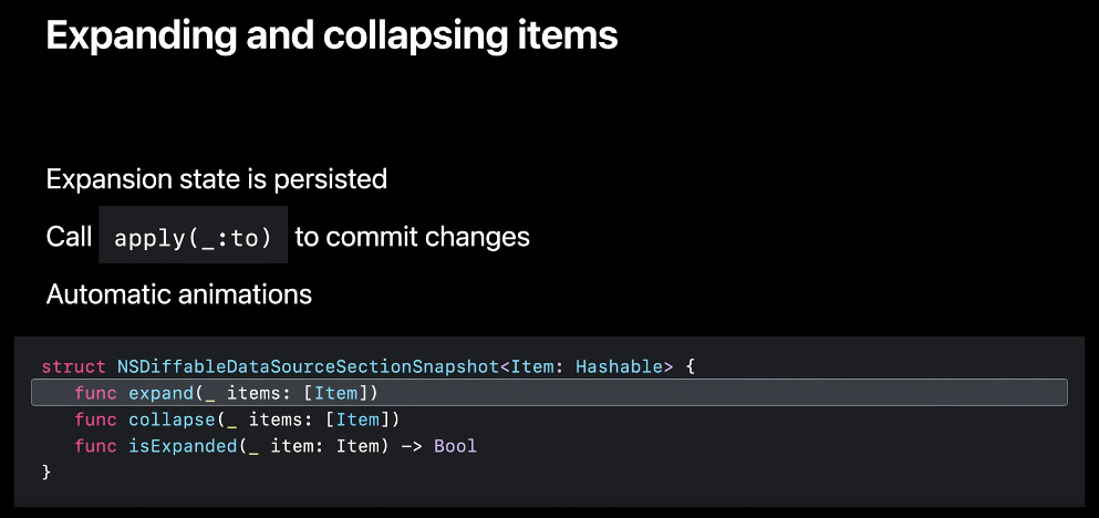 WWDC) Advances in diffable data sources