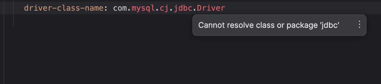 스프링 application.yml Driver 연결 에러