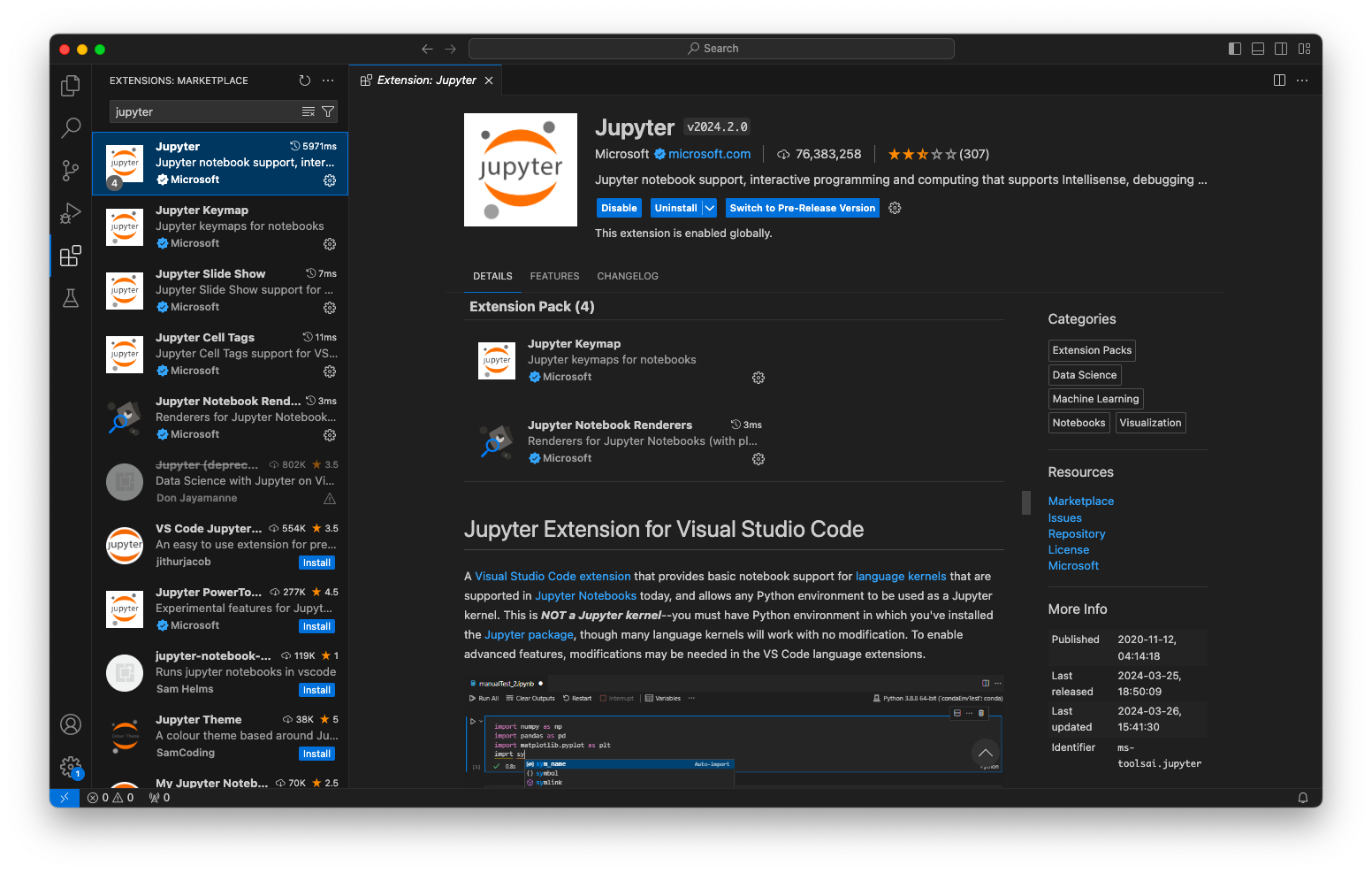 VScode에서 jupyter notebook 사용해서 .ipynb 확장자 파일 실행하기