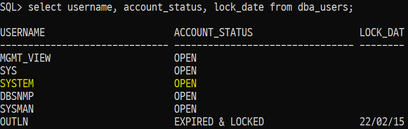 [oracle] system 계정 lock