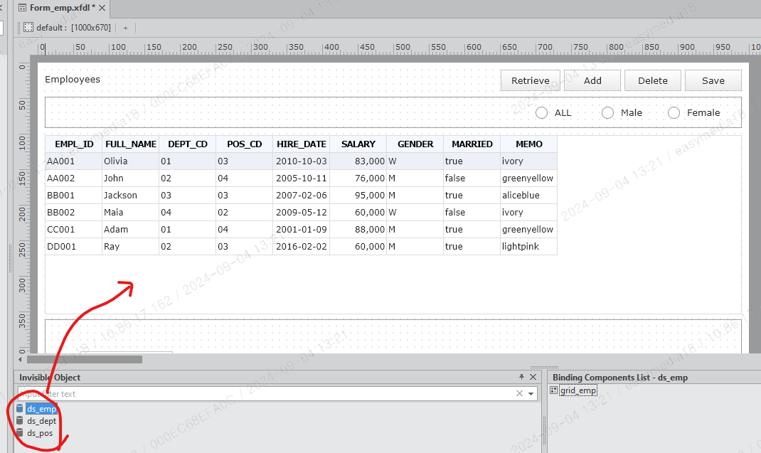 NEXACRO - Data Binding