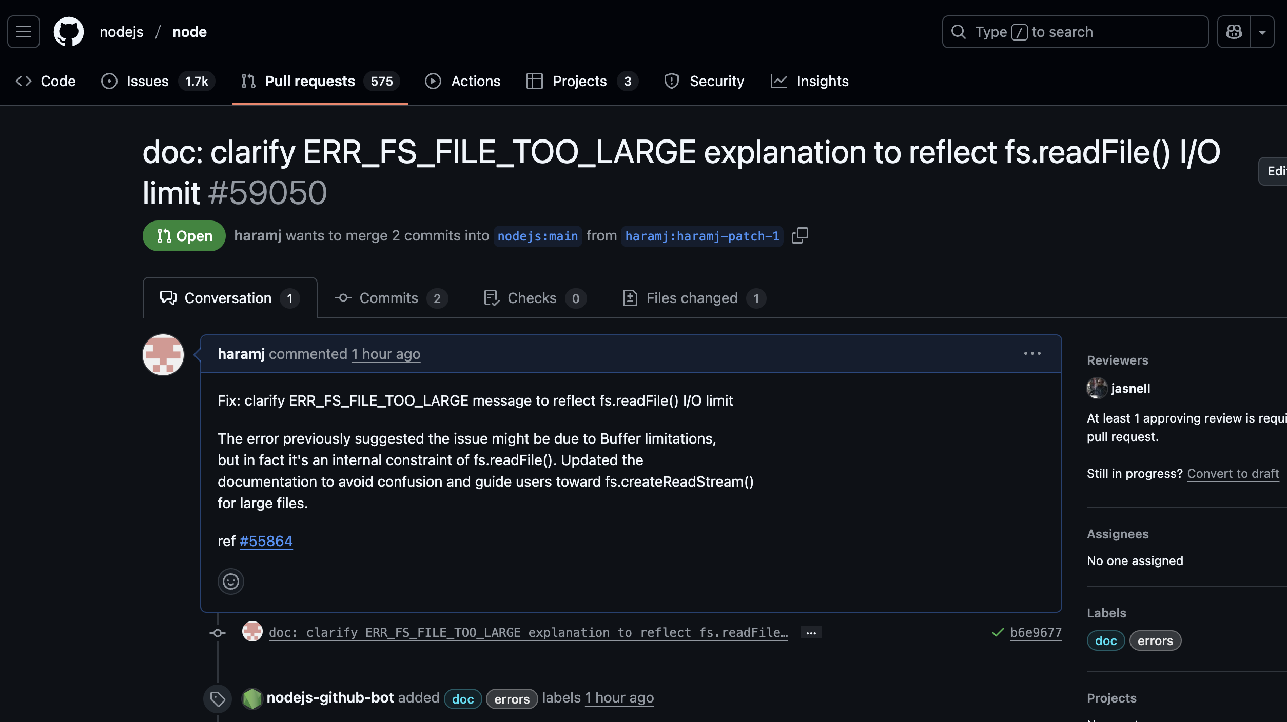 [Node.js 기여] PR 올리기 (OSSCA)