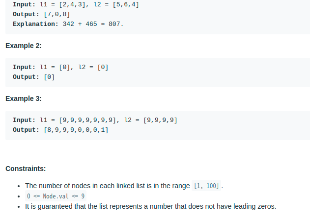 [Leetcode - Algorithm] Add two Numbers