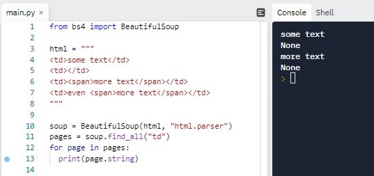 BeautifulSoup 에서 .string 과 .text 차이점