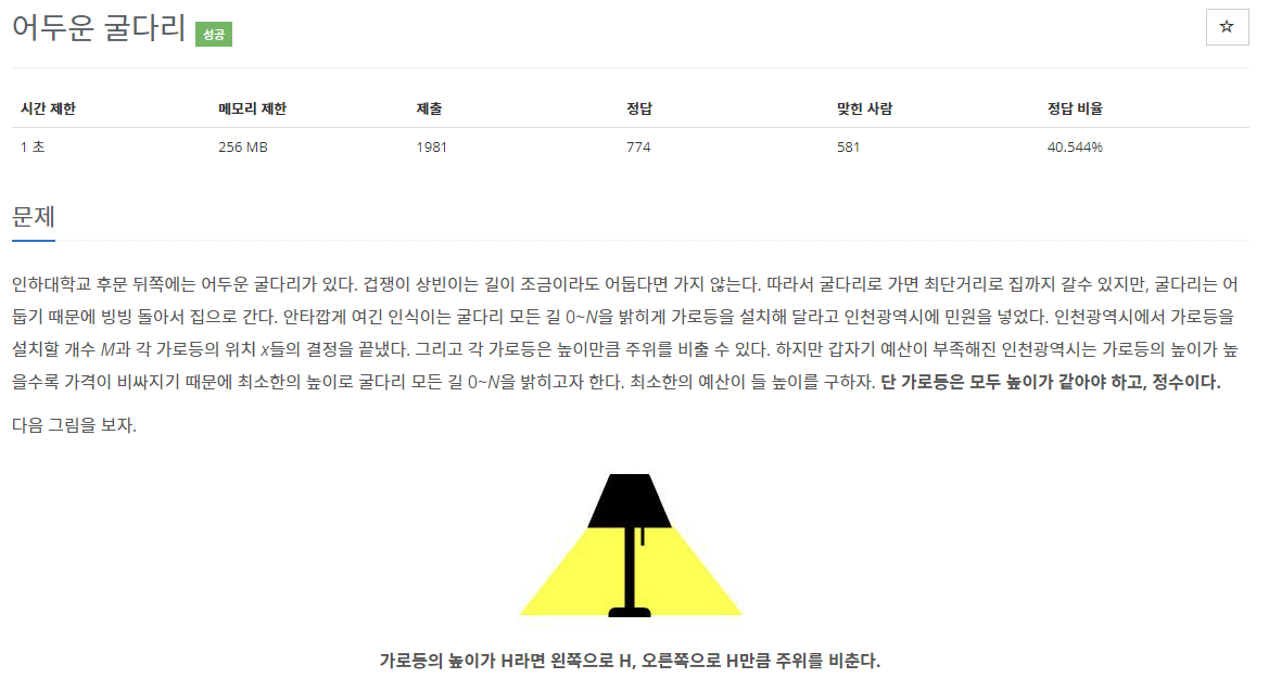 [백준/Java] 17266 어두운 굴다리