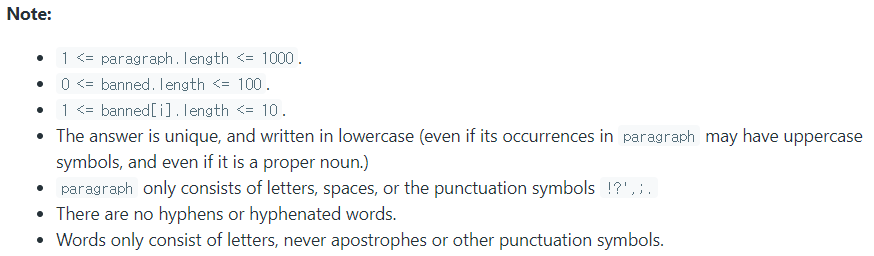 Leetcode 코딩 문제 2020 11 21 Most Common Word