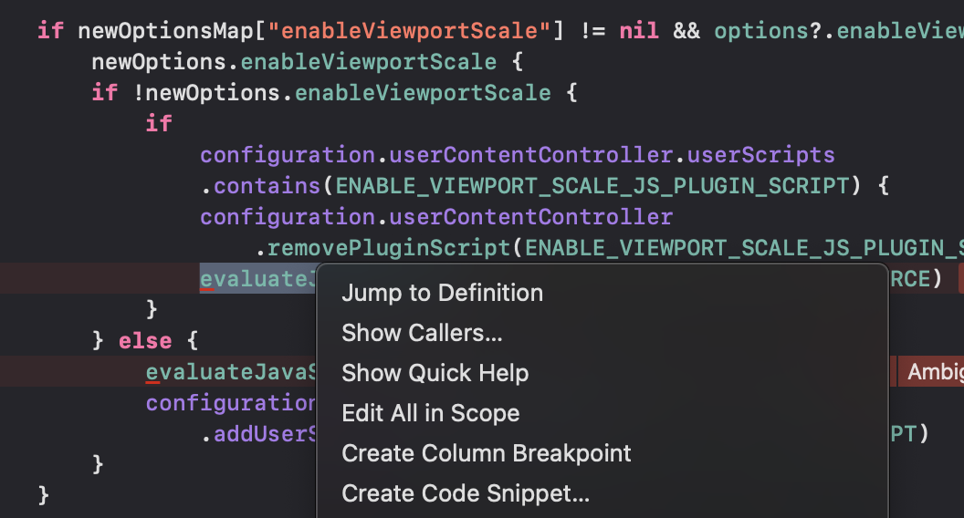 Flutter: iOS 18 flutter_inappwebview Ambiguous use of 'evaluateJavaScript' 에러 해결 방법