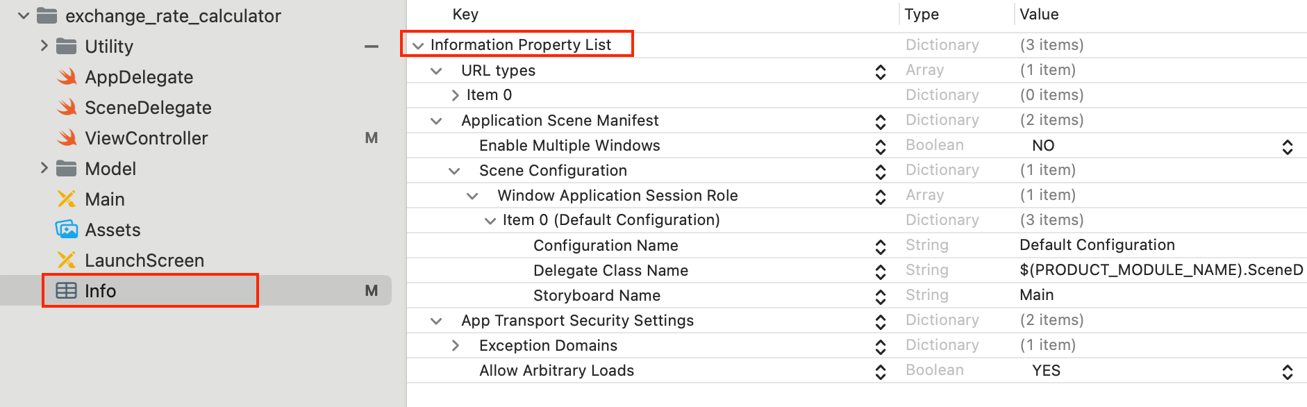Xcode | Info.plist file