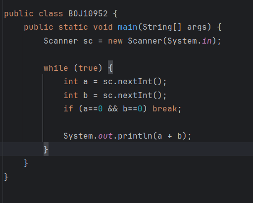 백준 10952번: A+B-5