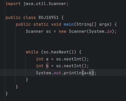 백준 10951번: A+B -4