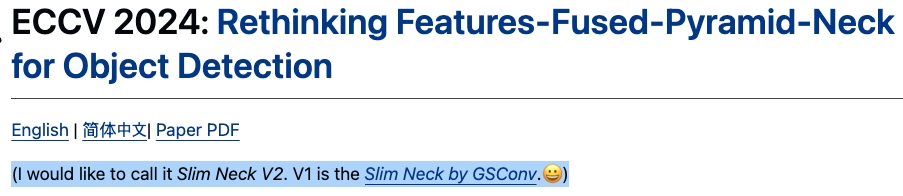 [2024 ECCV] (SlimNeckV2) Rethinking Features-Fused-Pyramid-Neck for Object Detection
