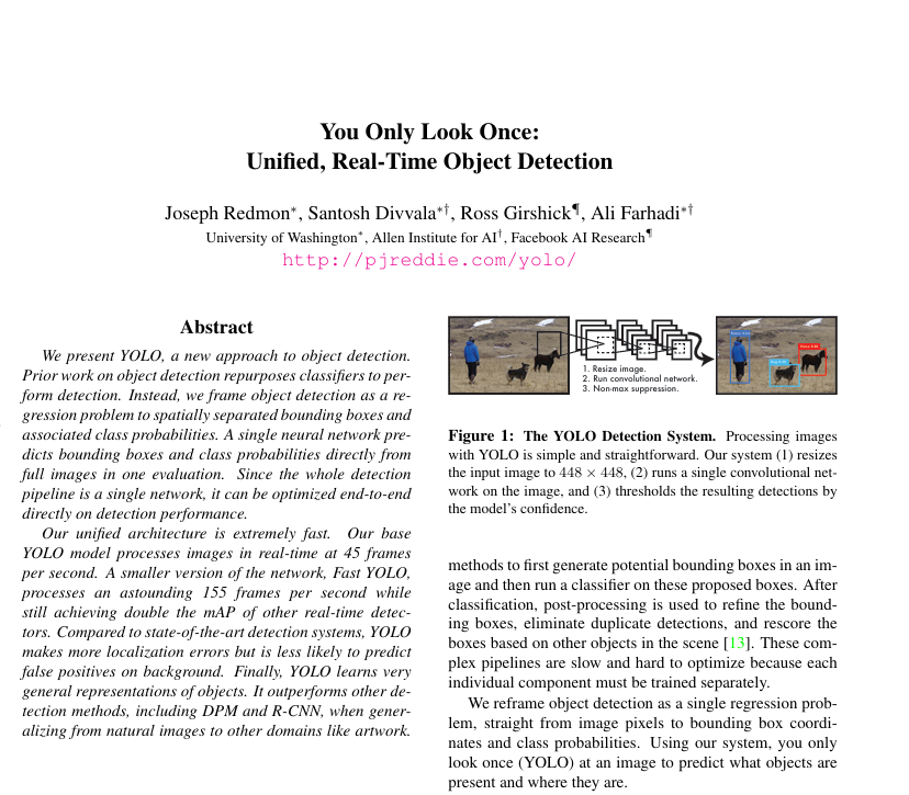 You Only Look Once: Unified, Real-Time Object Detection