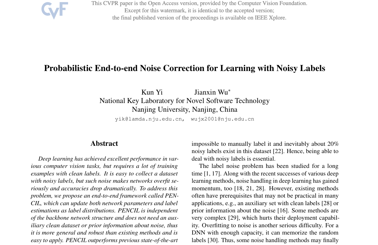 [논문 리뷰] Probabilistic End-to-end Noise Correction for Learning with Noisy Labels