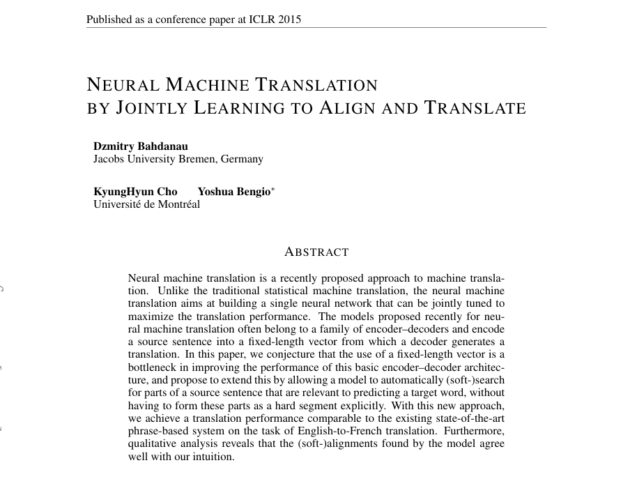 Attention : NEURAL MACHINE TRANSLATION BY JOINTLY LEARNING TO ALIGN AND ...