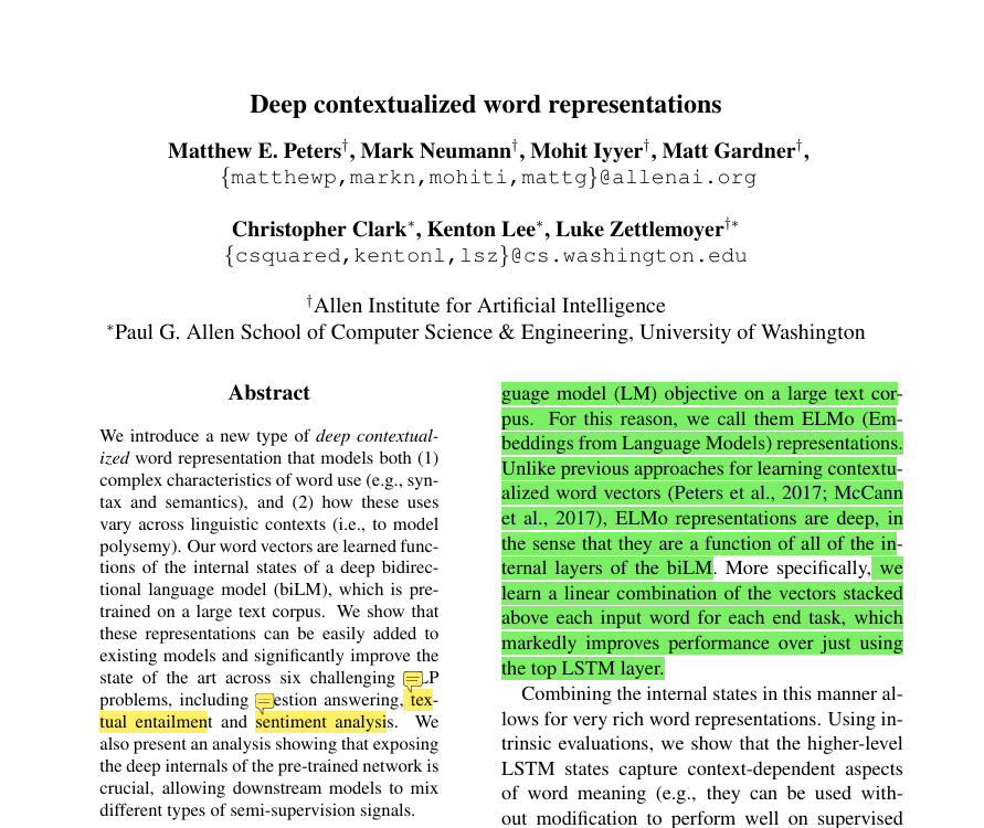 ELMO : Deep contextualized word representations
