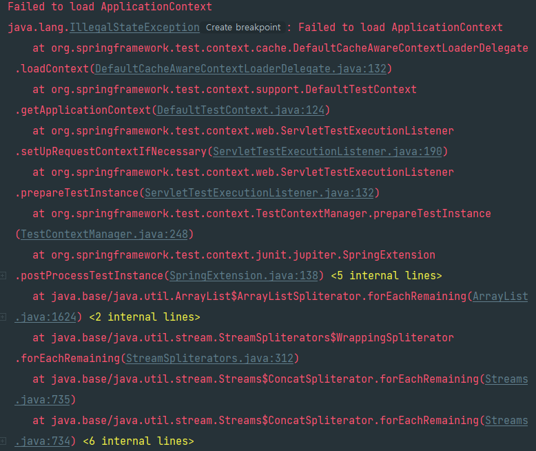 [오류해결] Failed to load ApplicationContext java.lang.IllegalStateException