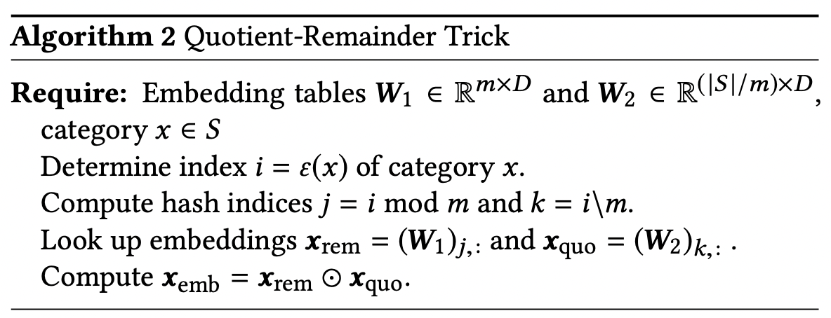 [논문리뷰] Compositional Embeddings Using Complementary Partitions for Memory-Efficient ...