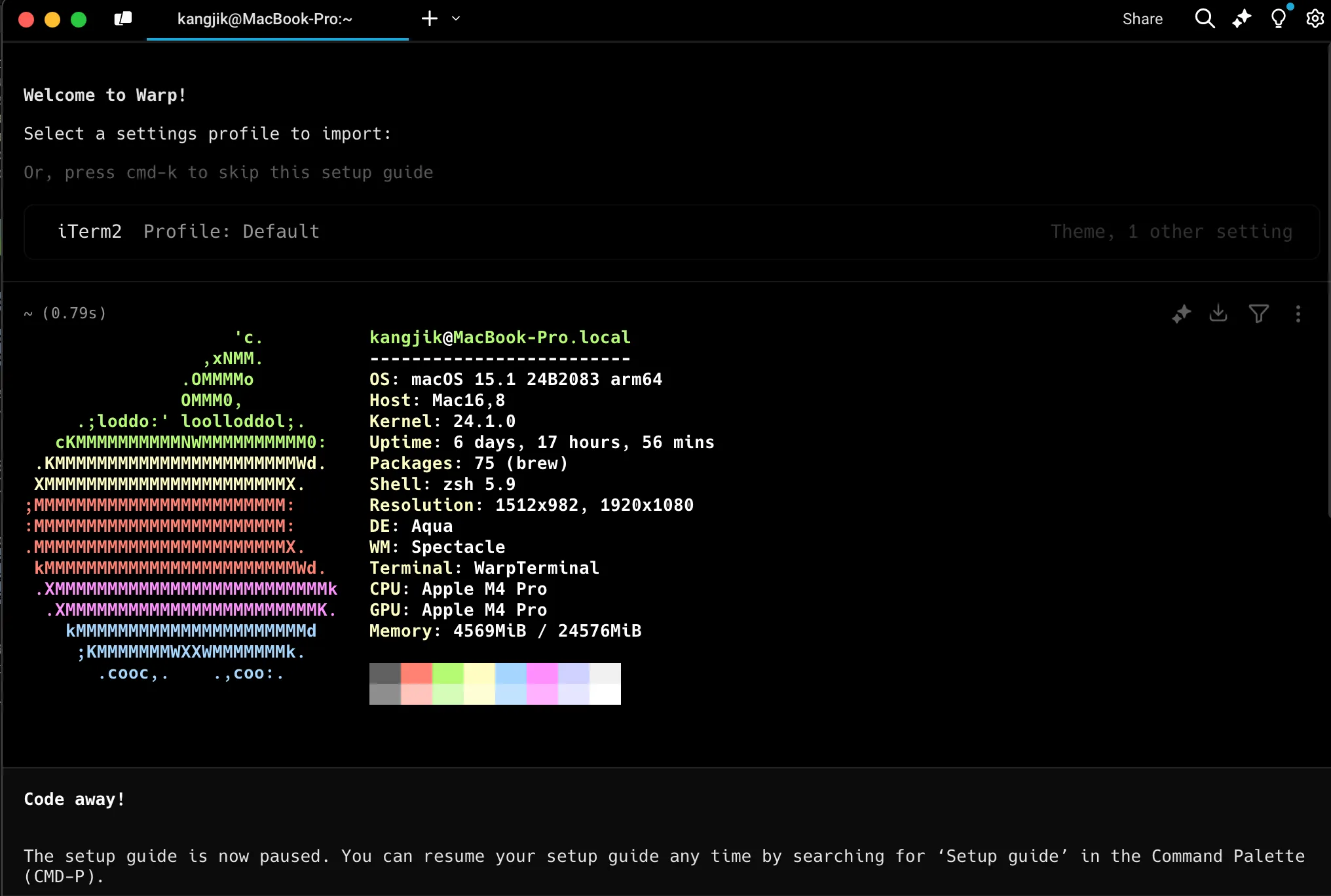 Warp 터미널 사용해보기, 터미널 꾸미기 (lsd, bat)
