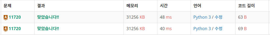 [BOJ][Python]11720 숫자의 합