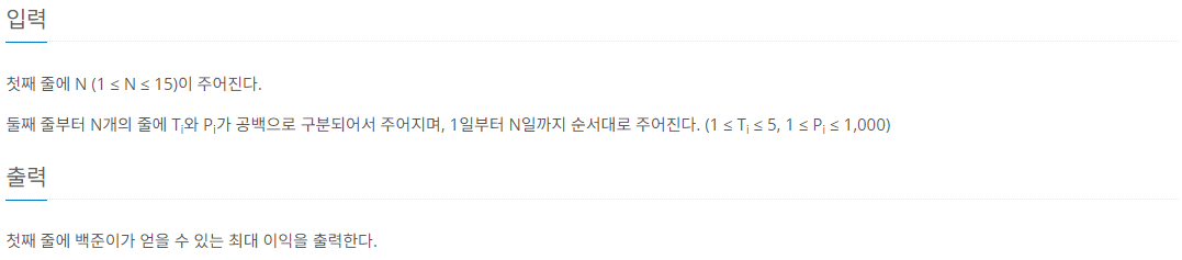 [BAEKJOON][S3] 14501. 퇴사