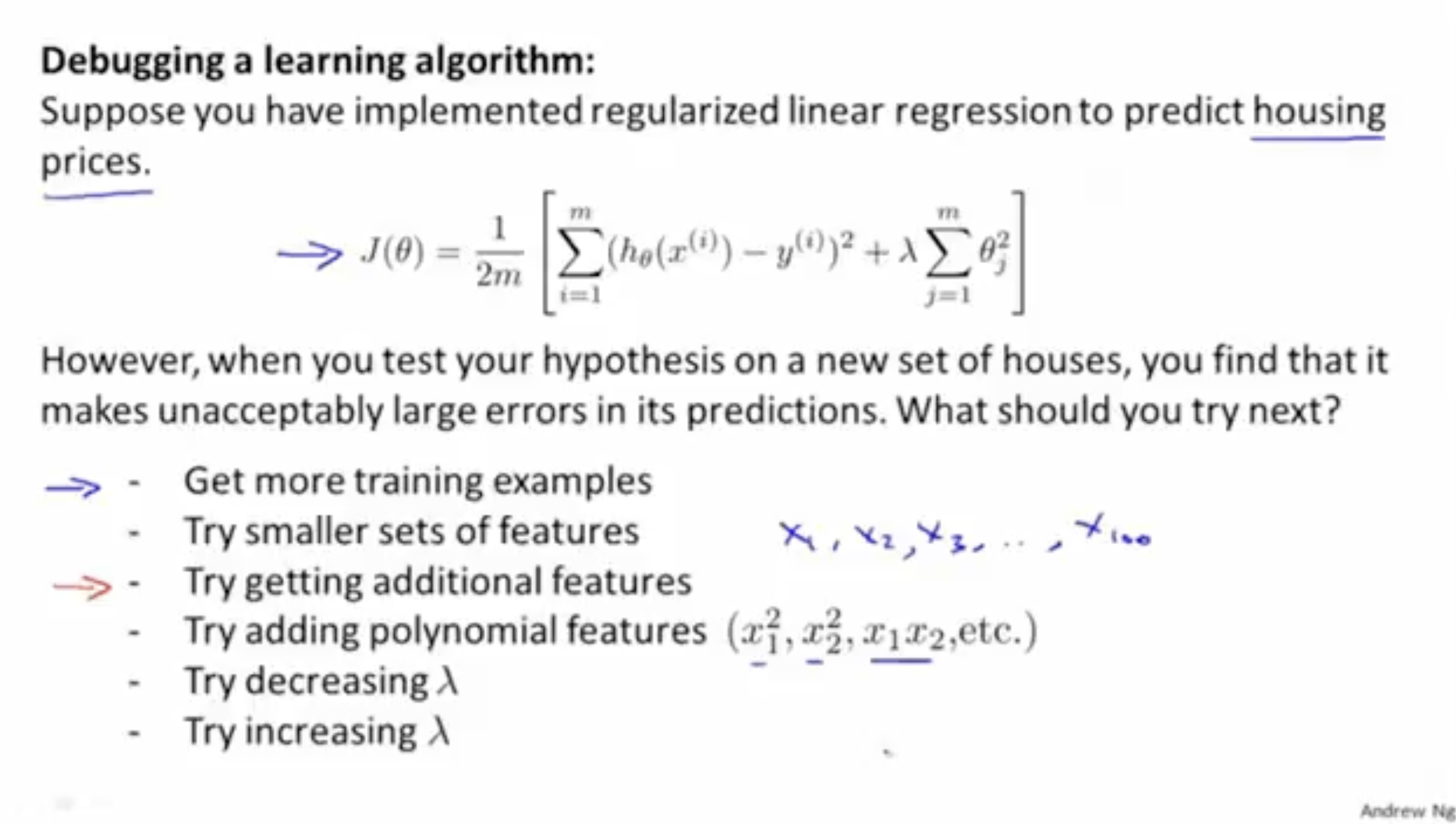 [머신러닝] Lecture 10 Advice for applying machine learning