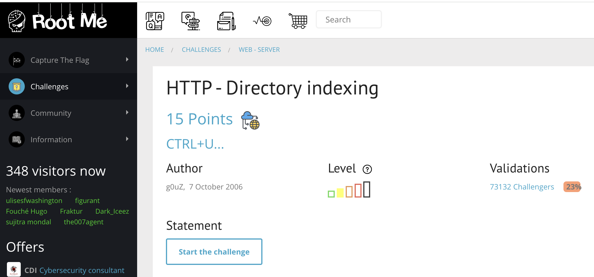 [Root Me] HTTP-Directory indexing 디렉토리 인덱싱(리스팅) 취약점