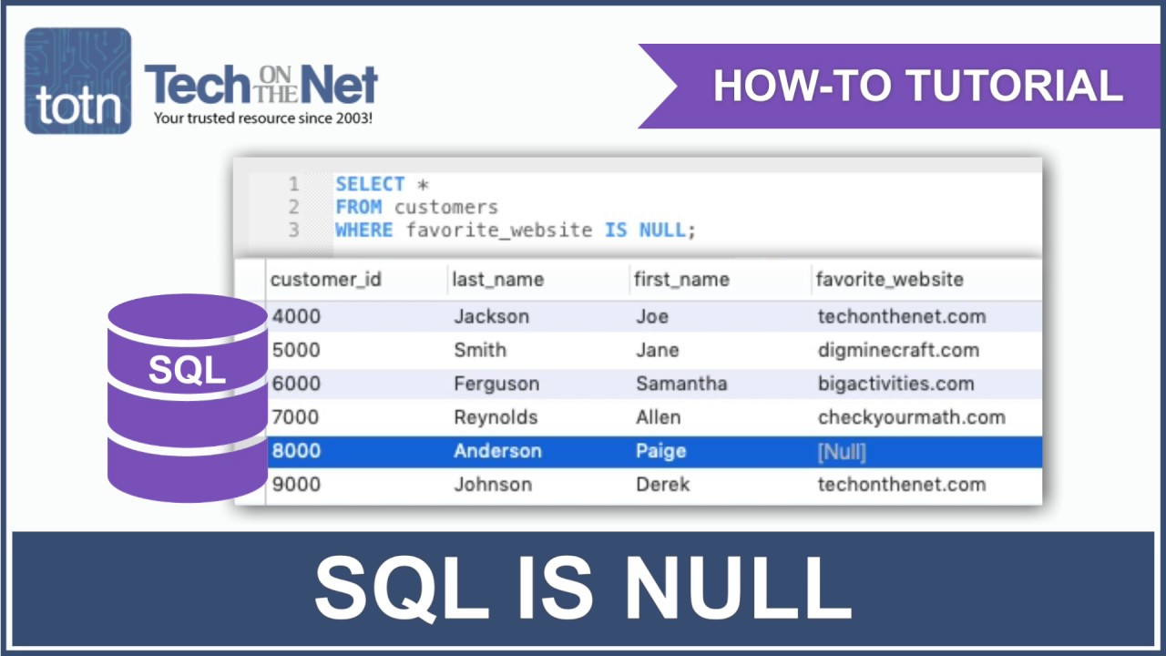 8. SQL - null