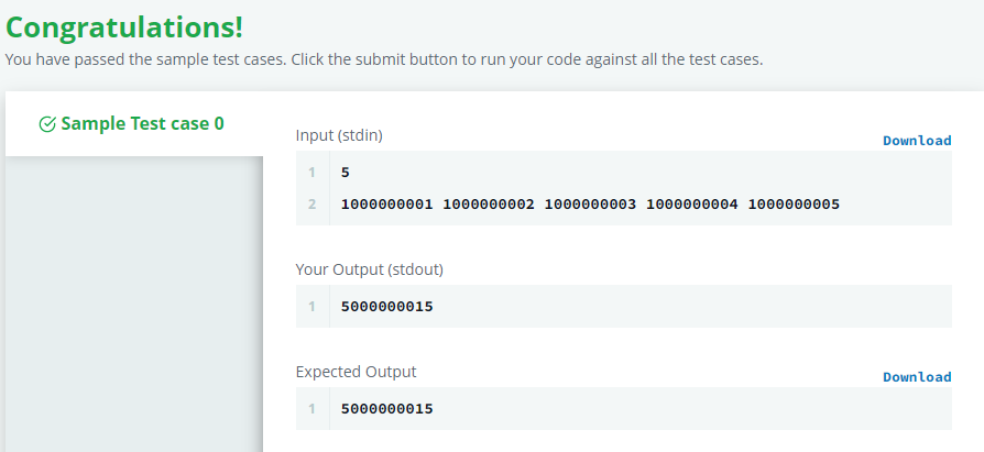 [HackerRank] A Very Big Sum