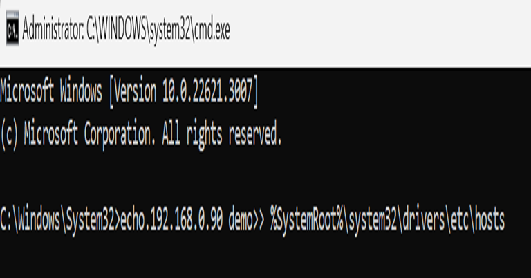 hosts파일 수정 커맨드(echo, cmd)