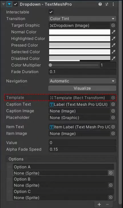 유니티 Dropdown UI