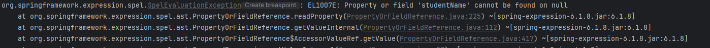 [Error] SpelEvaluationException: EL1007E