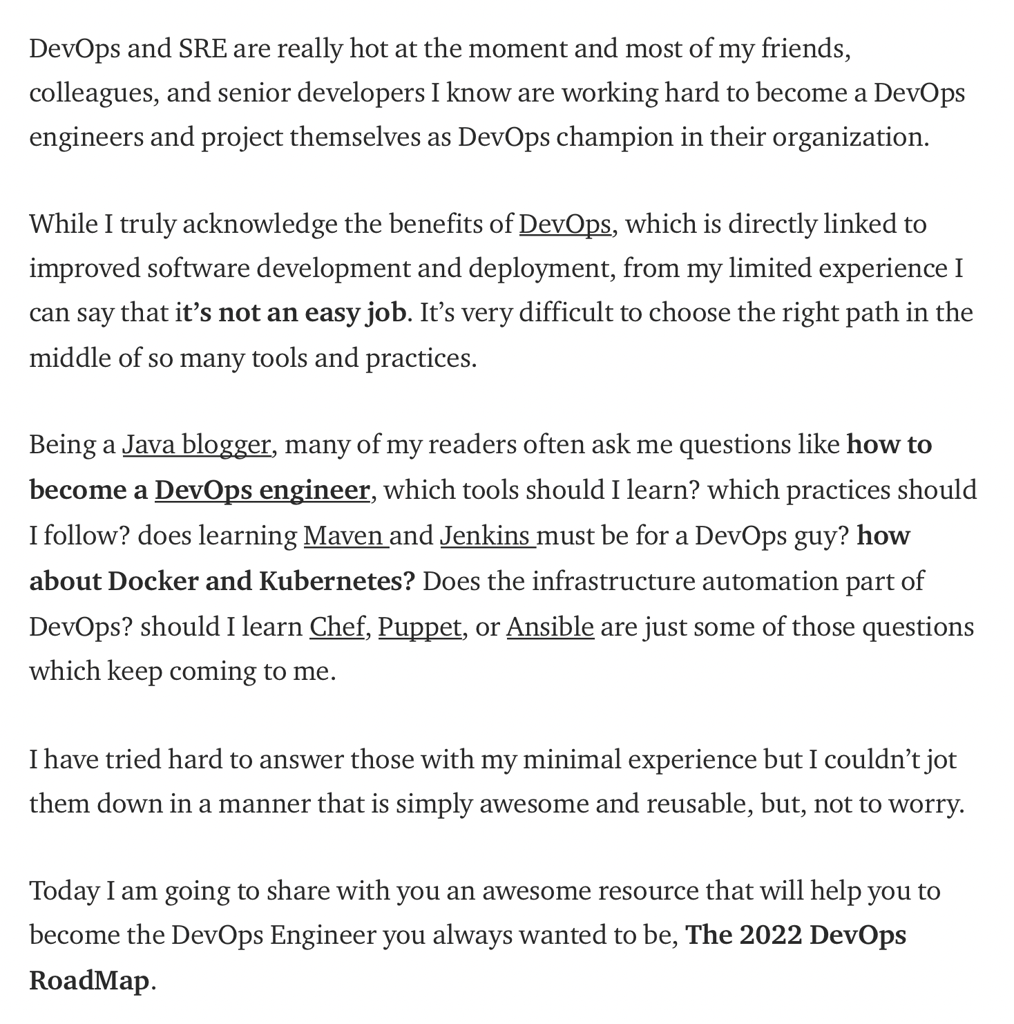 'The 2022 DevOps Engineer and SRE RoadMap [UPDATED]' Article Review in 한국어