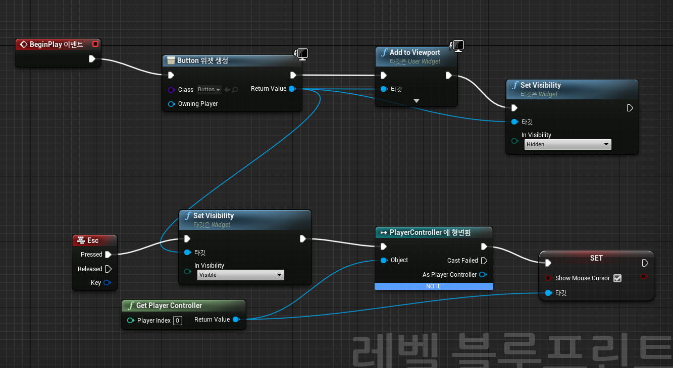언리얼 Blueprint 메뉴 Ui 만들기
