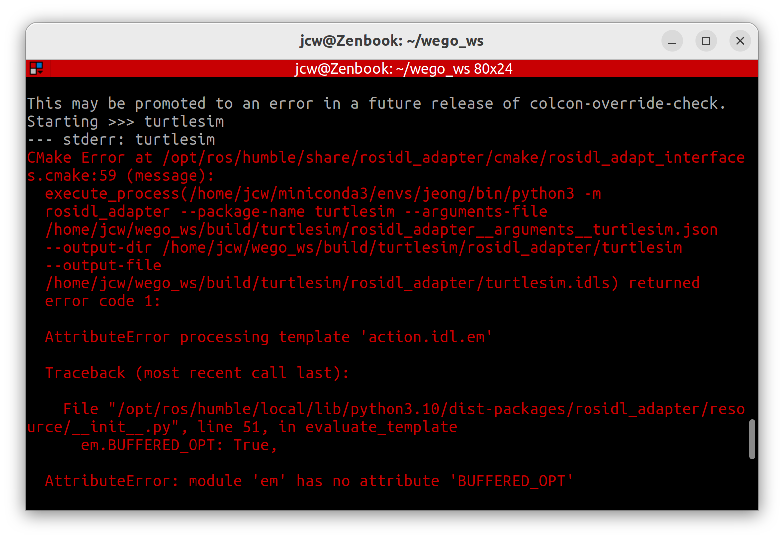 AttributeError: module 'em' has no attribute 'BUFFERED_OPT' - ros2 패키지 빌드 에러