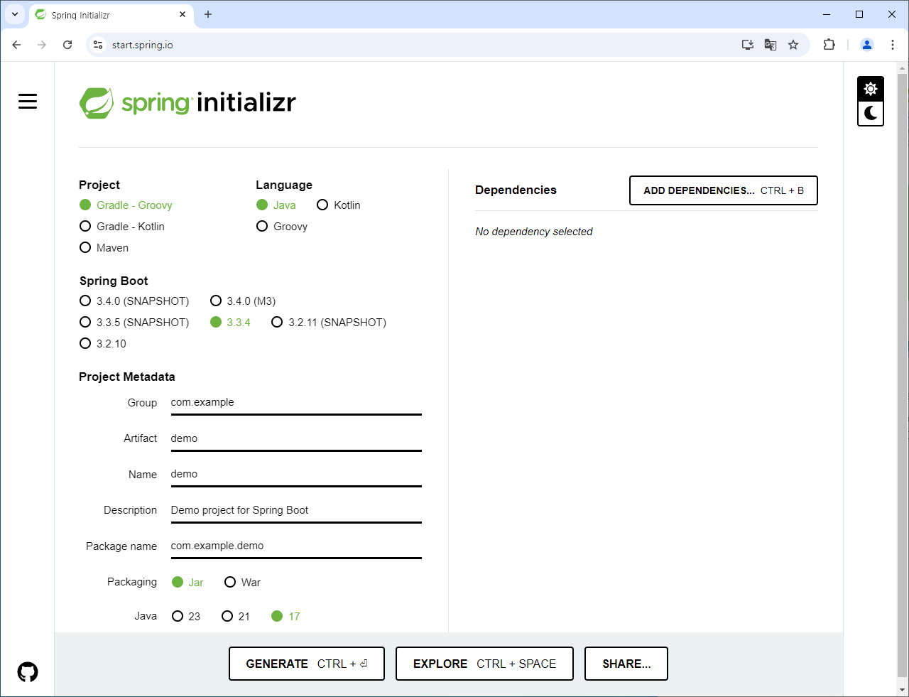 간단하게 Spring Boot 프로젝트 만들어보기