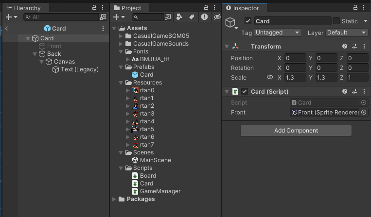 Unity 본 캠프 1주차 미니 프로젝트 카드 배치하기 랜덤 이미지 로직 카드 애니메이션 카드 비교 게임 종료 게임 재시작
